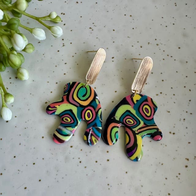 Comical Swirls - Paint Splatter - Polymer Clay Earrings — PettiWares ...